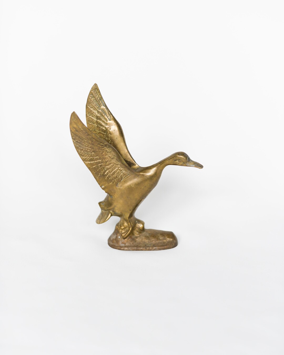 Vintage Brass Goose Figurine With Wings Spread Solid Brass Detailed ...
