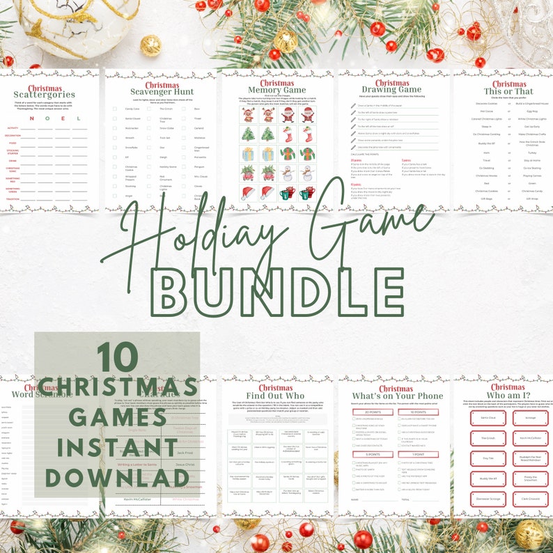 Printable Christmas Party Games Bundle 10 Printable Games Party Games ...