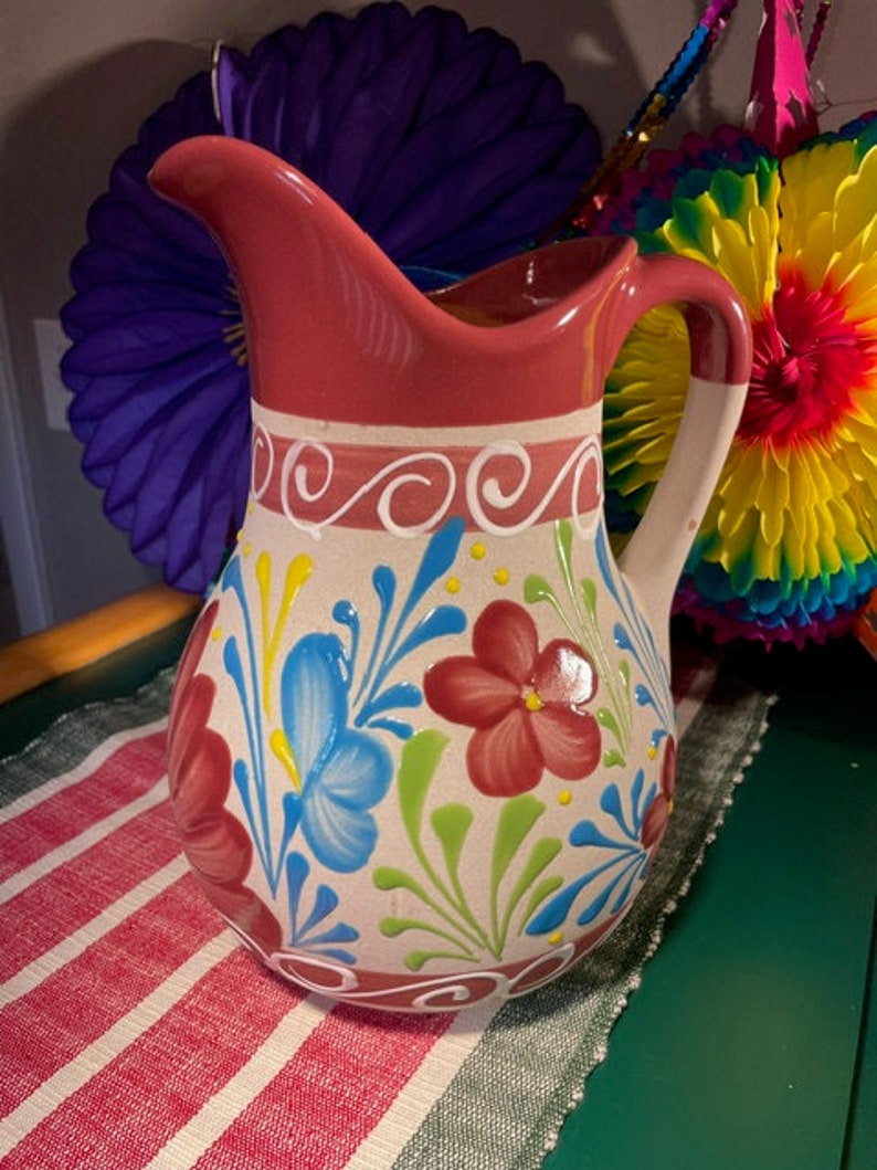 Large Ceramic Pitcher 1 Gallon Capacity Hand-painted, Celebration ...