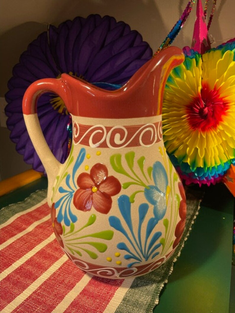 Large Ceramic Pitcher 1 Gallon Capacity Hand-painted, Celebration ...