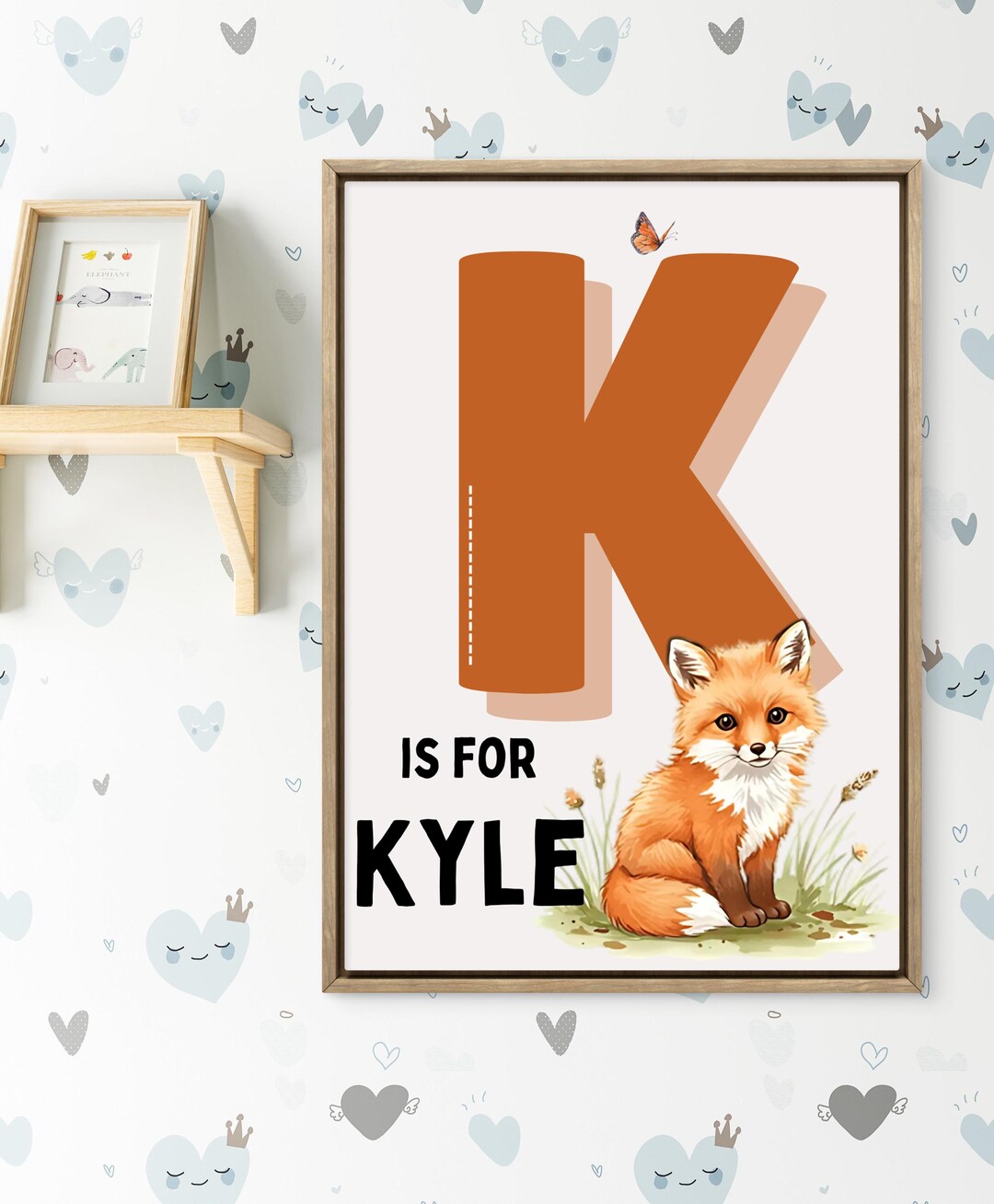 Boy Alphabet Fox Personalised Name Print, Custom Initial Wall Art, Baby ...