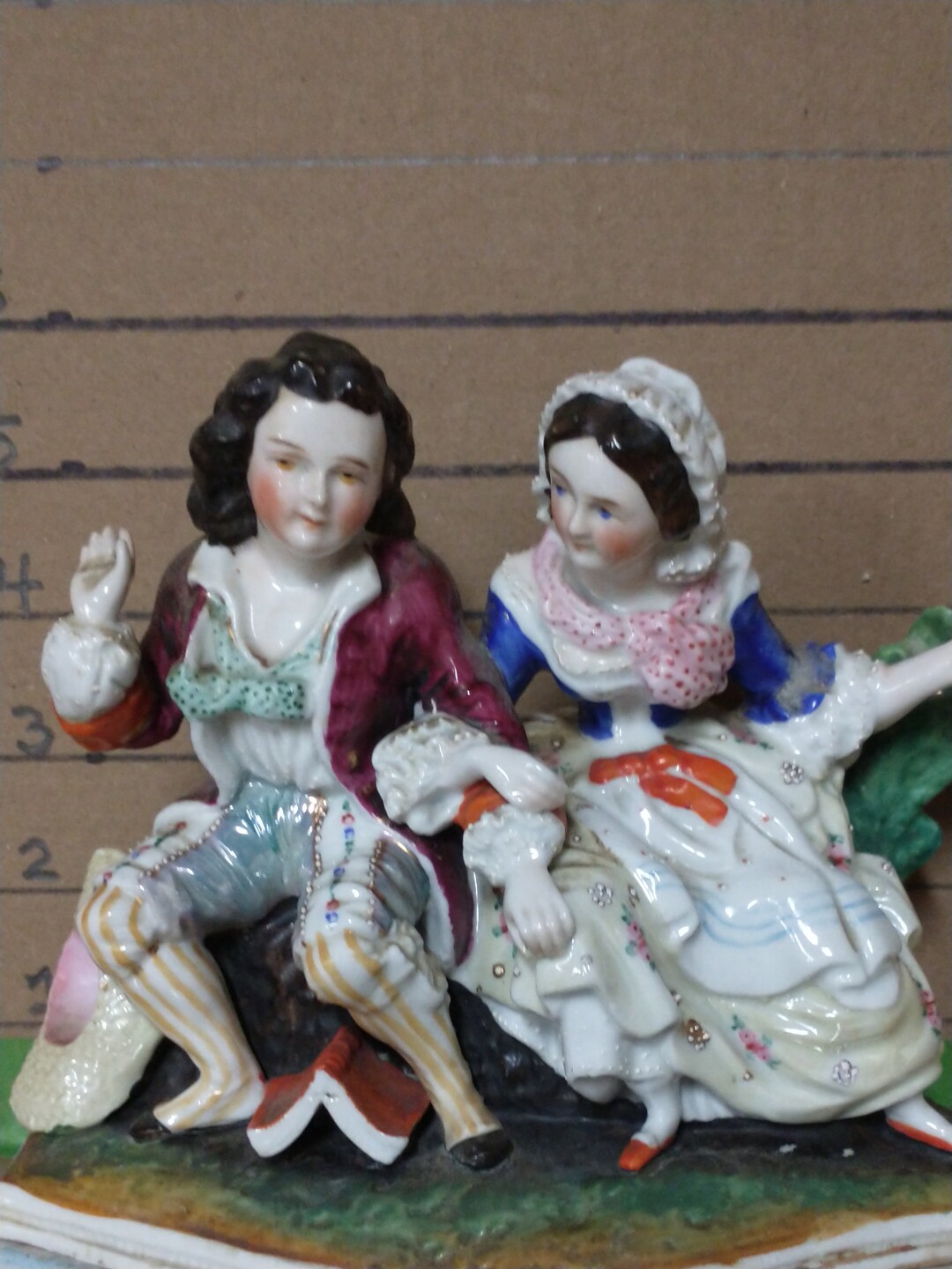 Boy and Girl on a Bench Porcelain Figurine Inkwell. - Etsy