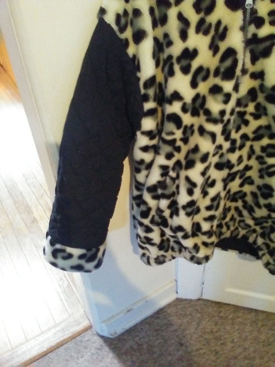 Ladies Reversible Coat. Vintage Faux Fur Animal Print With Black ...