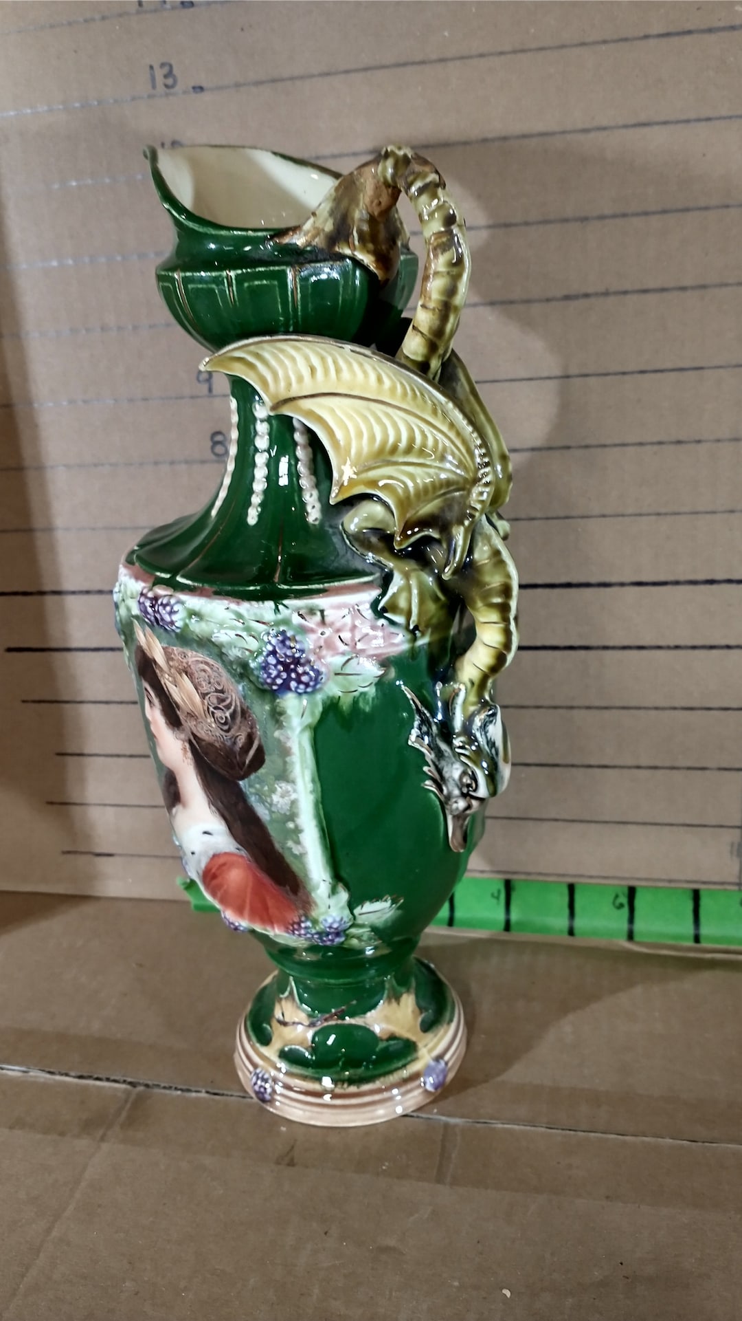 Rare Austrian Majolica Hand Painted Dragon Handled Ceramic Pitcher - Etsy