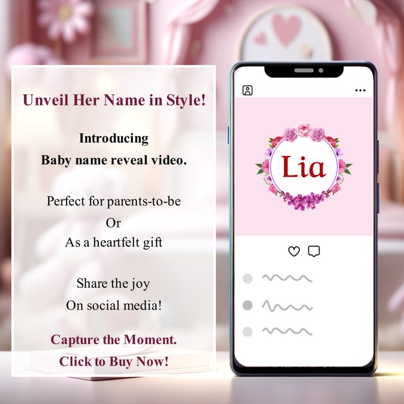 Custom 4K Baby Name Reveal Video Baby Girl's Name Announcement With ...