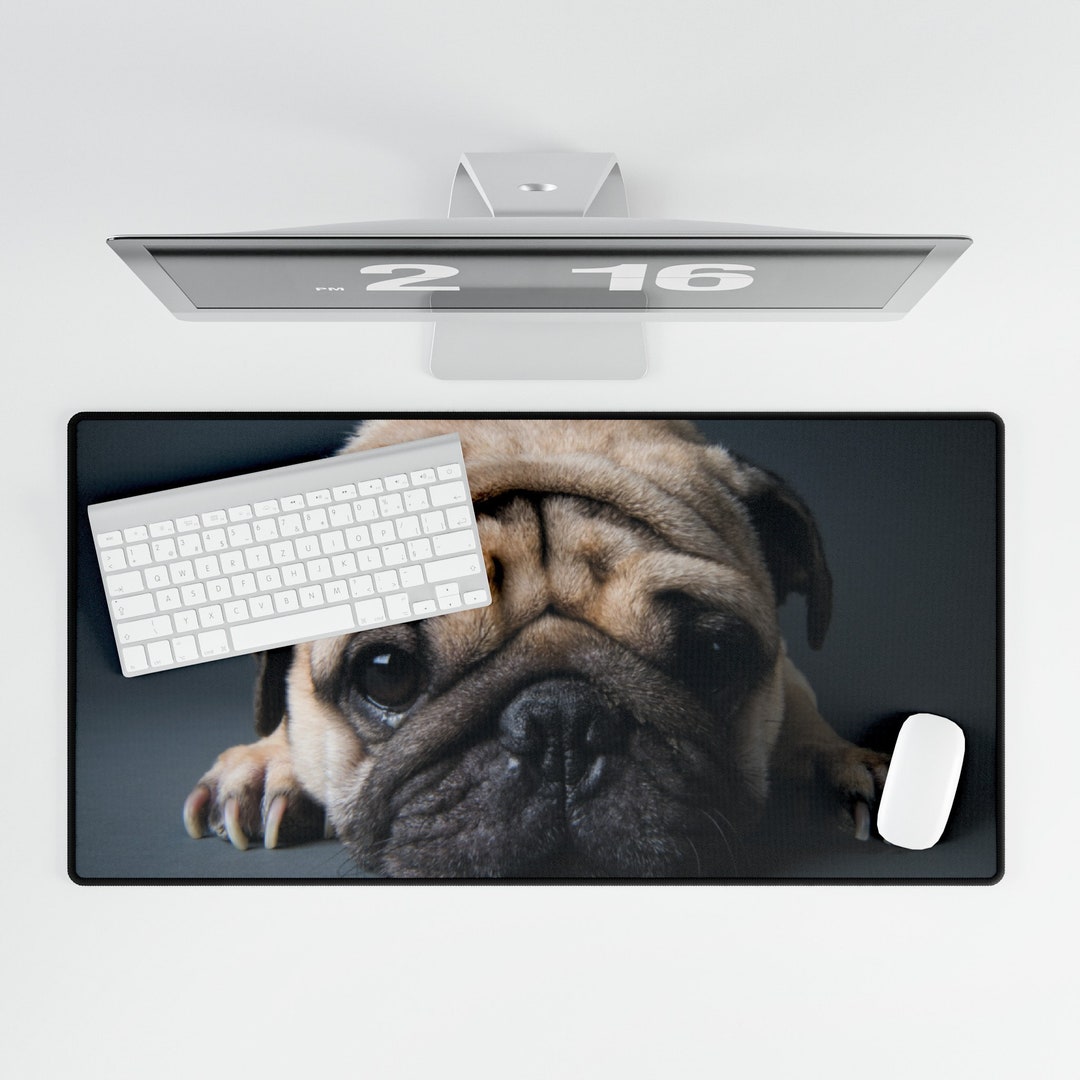 Cute Close up Pug Desk Mat Cute Puppy Dog Office Pad Adorable Pug Mouse ...