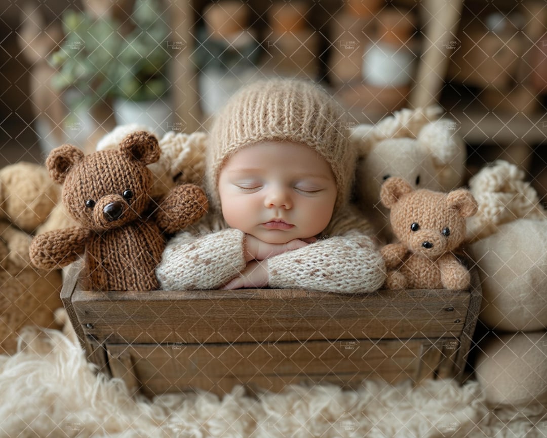 Teddy Newborn Digital Backdrop, Add Face Poppet Prop, Photography Face ...