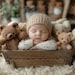 Teddy Newborn Digital Backdrop, Add Face Poppet Prop, Photography Face ...