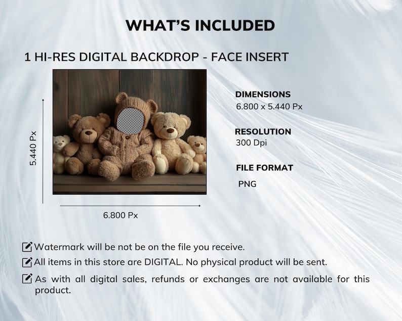 Add Face Poppet Prop, Teddy Newborn Digital Backdrop, Photography Face ...