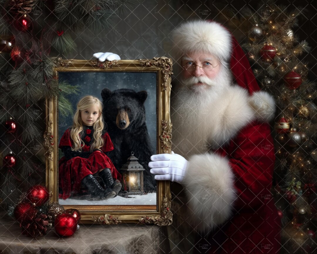 Santa Photo Frame Digital Backdrop, Santa Holding an 'insert-your-own ...