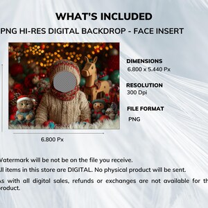 Newborn Christmas Digital Backdrop, Face Insert Photo Prop, Holidays ...