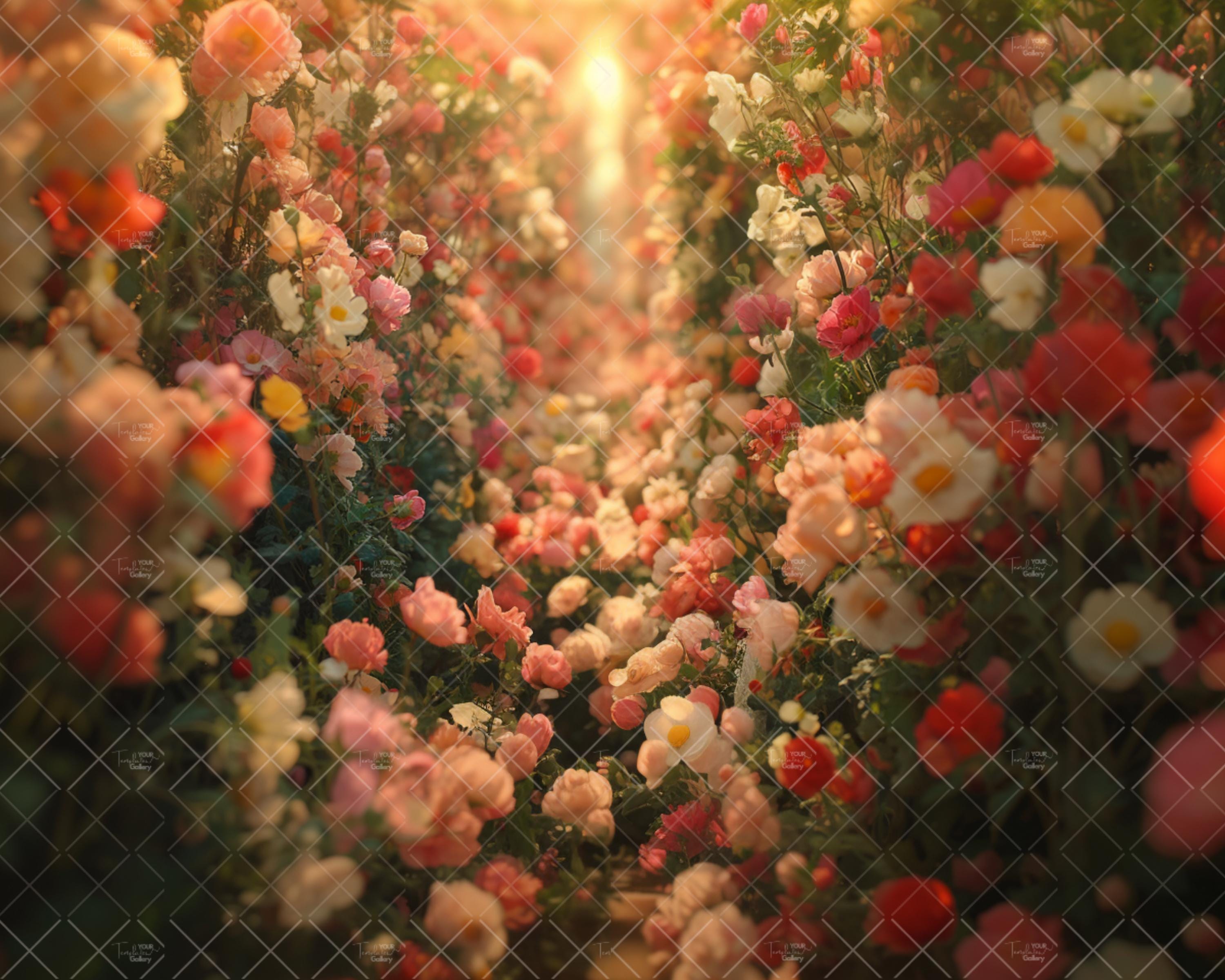 Flower Blooming Pathway Backdrop for Maternity, Floral Garden ...