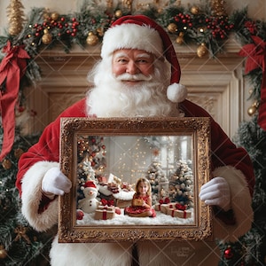 Santa Photo Frame Digital Backdrop, Santa Holding an 'insert-your-own ...