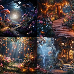 20 Enchanted Fairy Digital Backdrops, Magic Forest Digital Backgrounds ...