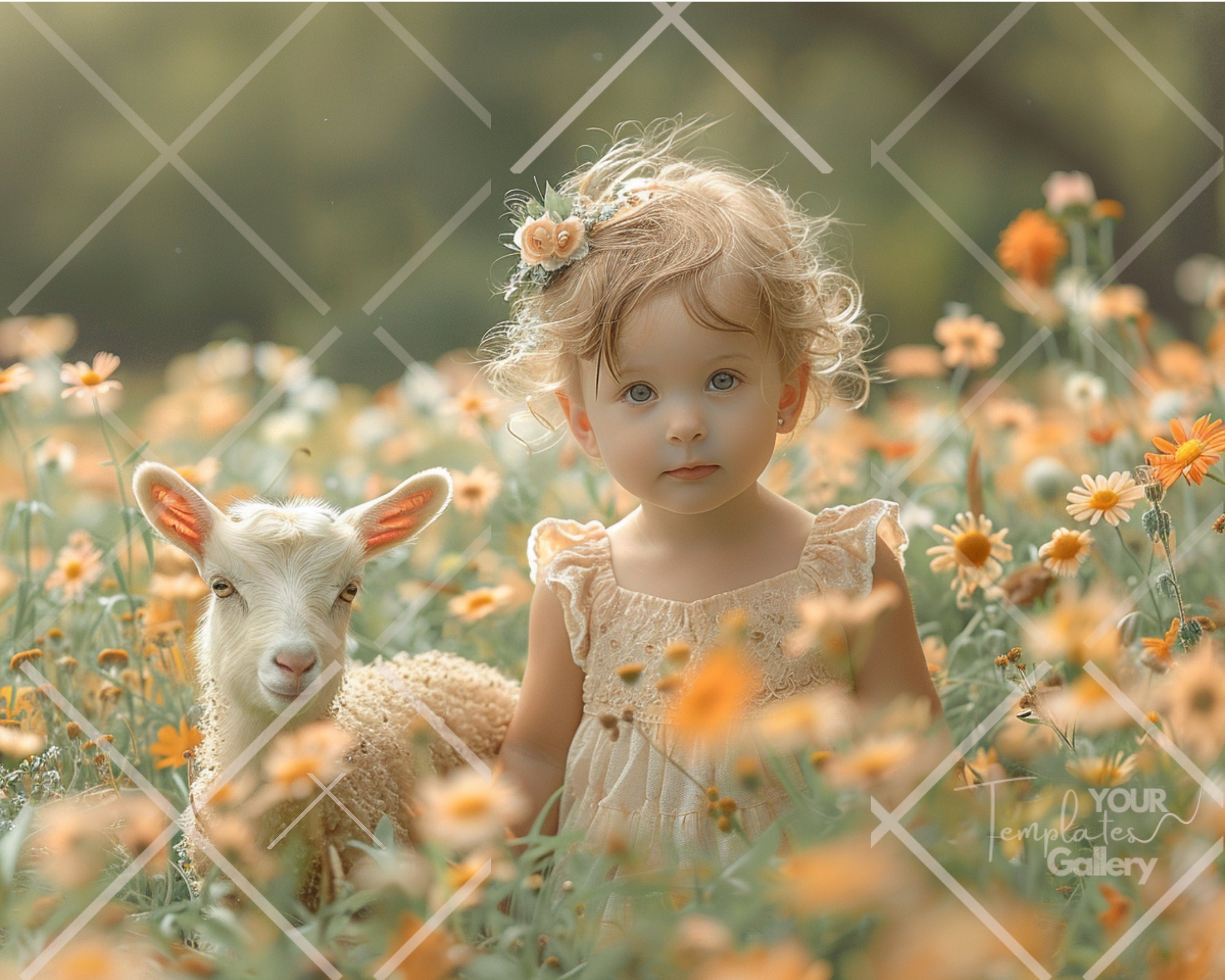 5 Digital Pastel Farm Animals, Easter Wildflowers, Nature Background ...