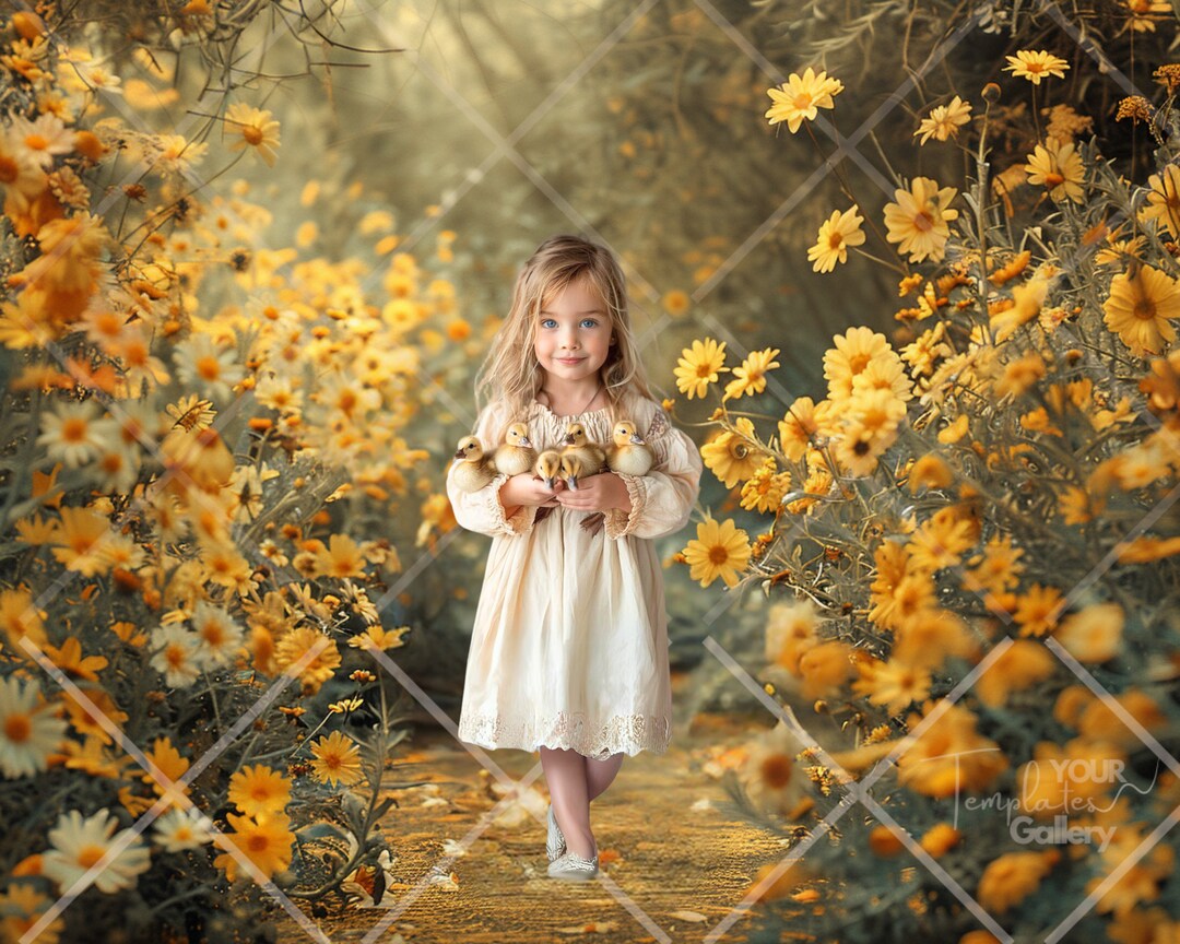 Yellow Flower Digital Background, Photoshop Backdrop, Spring Studio ...