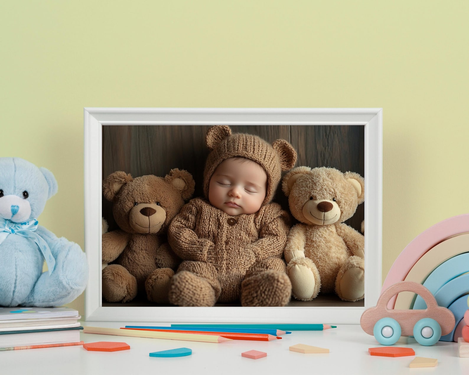 Teddy Newborn Digital Backdrop, Add Face Poppet Prop, Photography Face ...