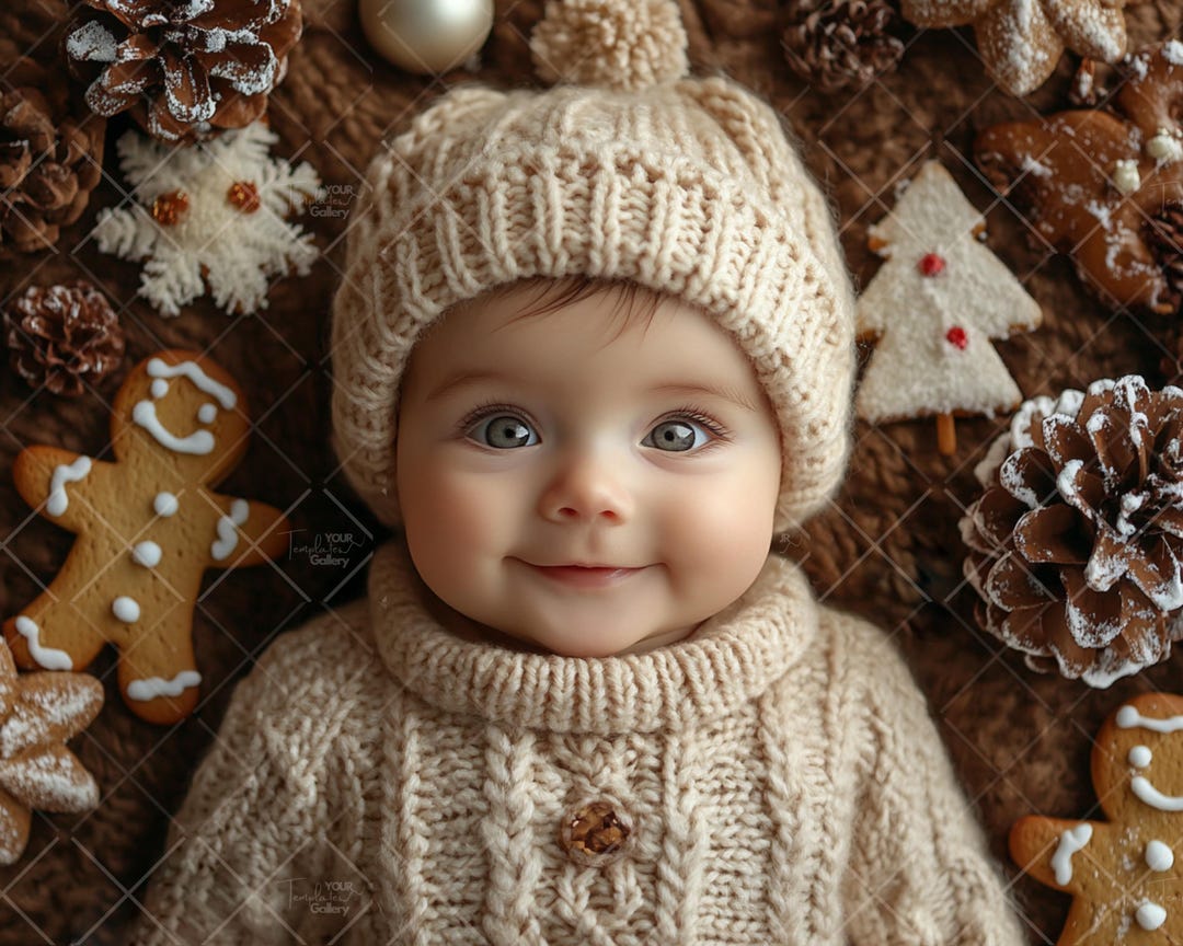 Gingerbread Newborn Face Insert, Christmas Digital Backdrop ...