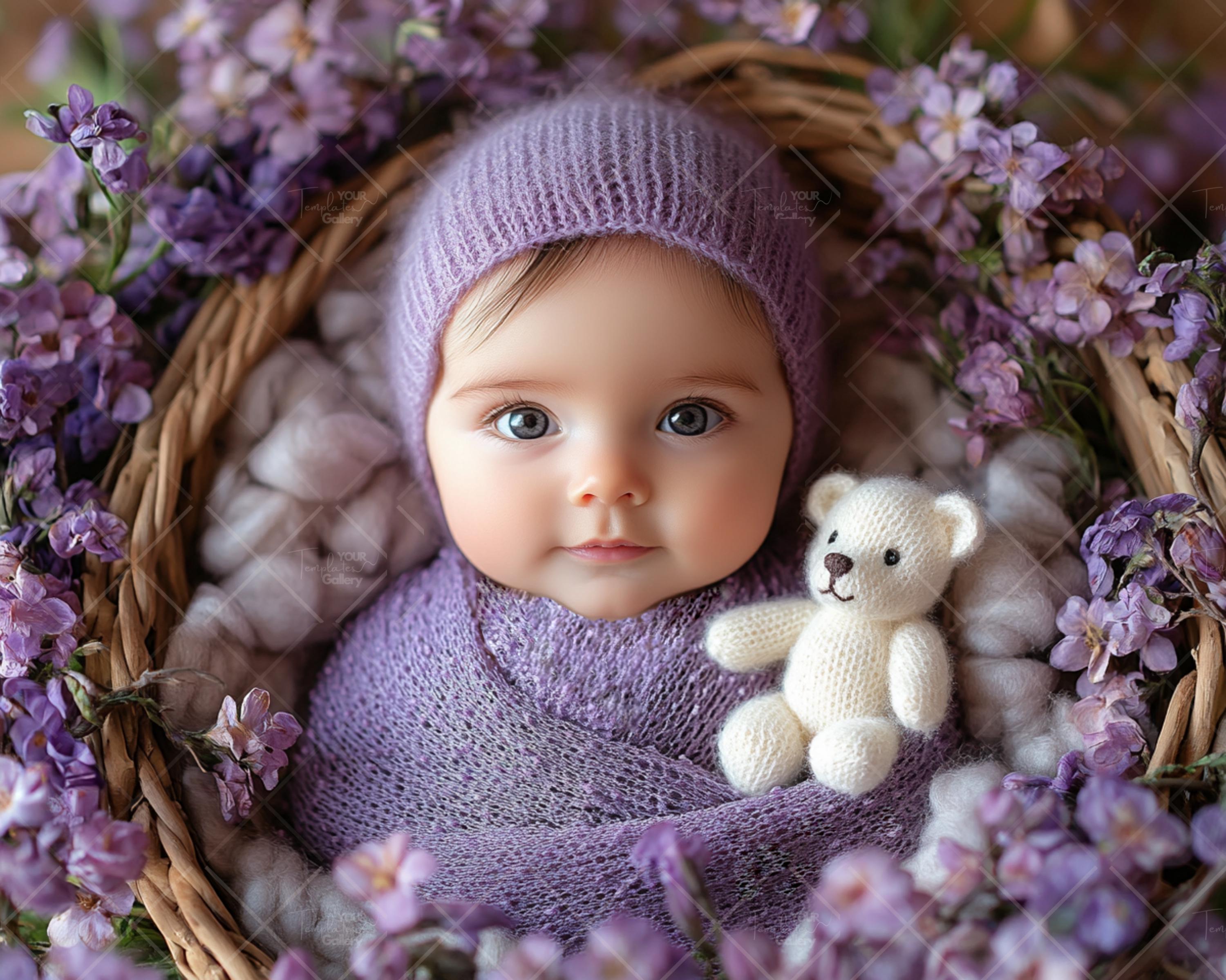 Newborn Face Insert Background, Spring Digital Backdrop, Add Baby Face ...