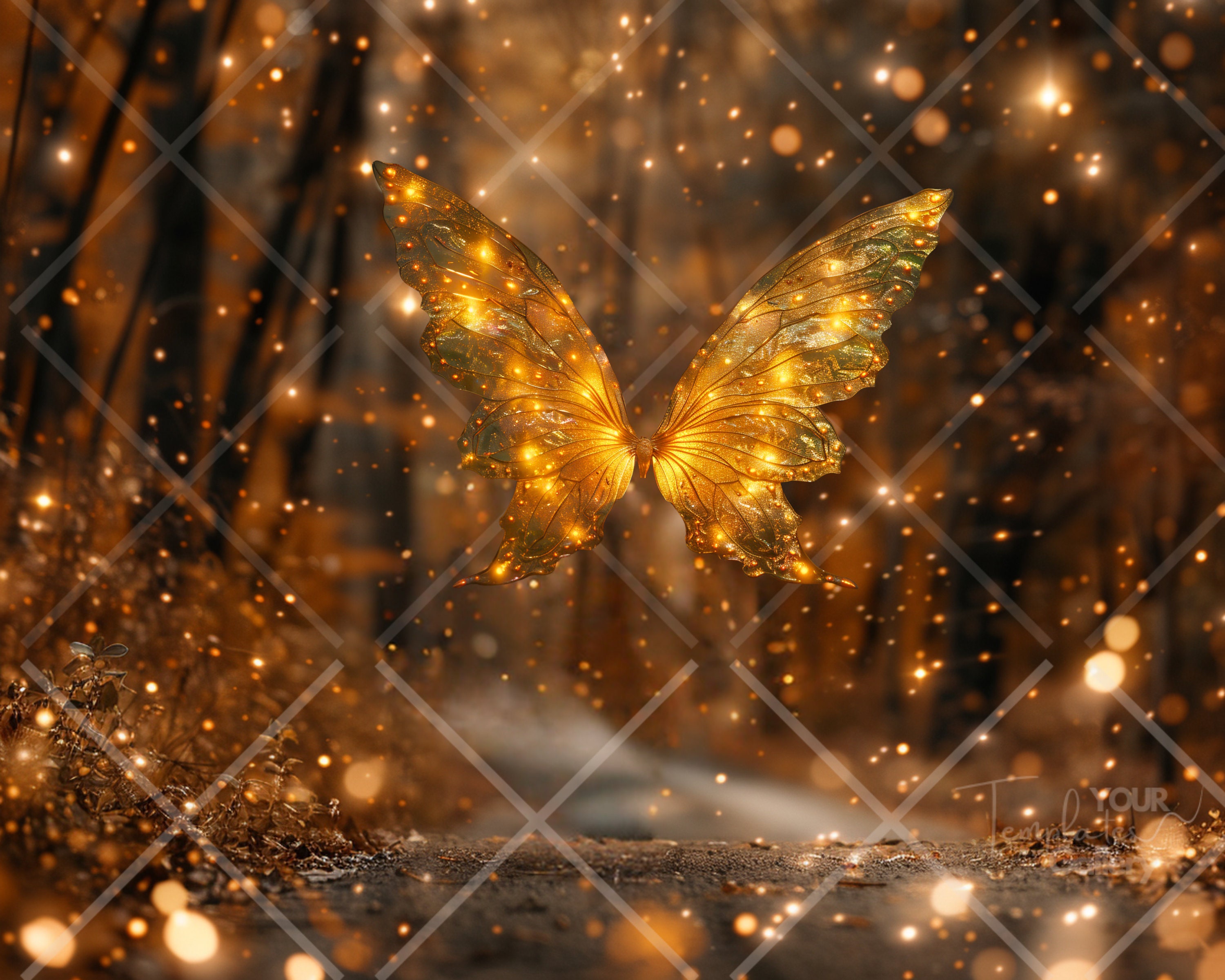 5 Magic Fairy Wings Backdrop, Forest Background, Digital Composite ...