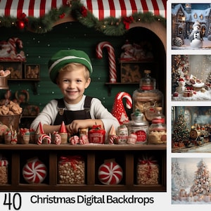 40 Christmas Digital Backdrop Bundle, Xmas Templates for Kids & Family ...