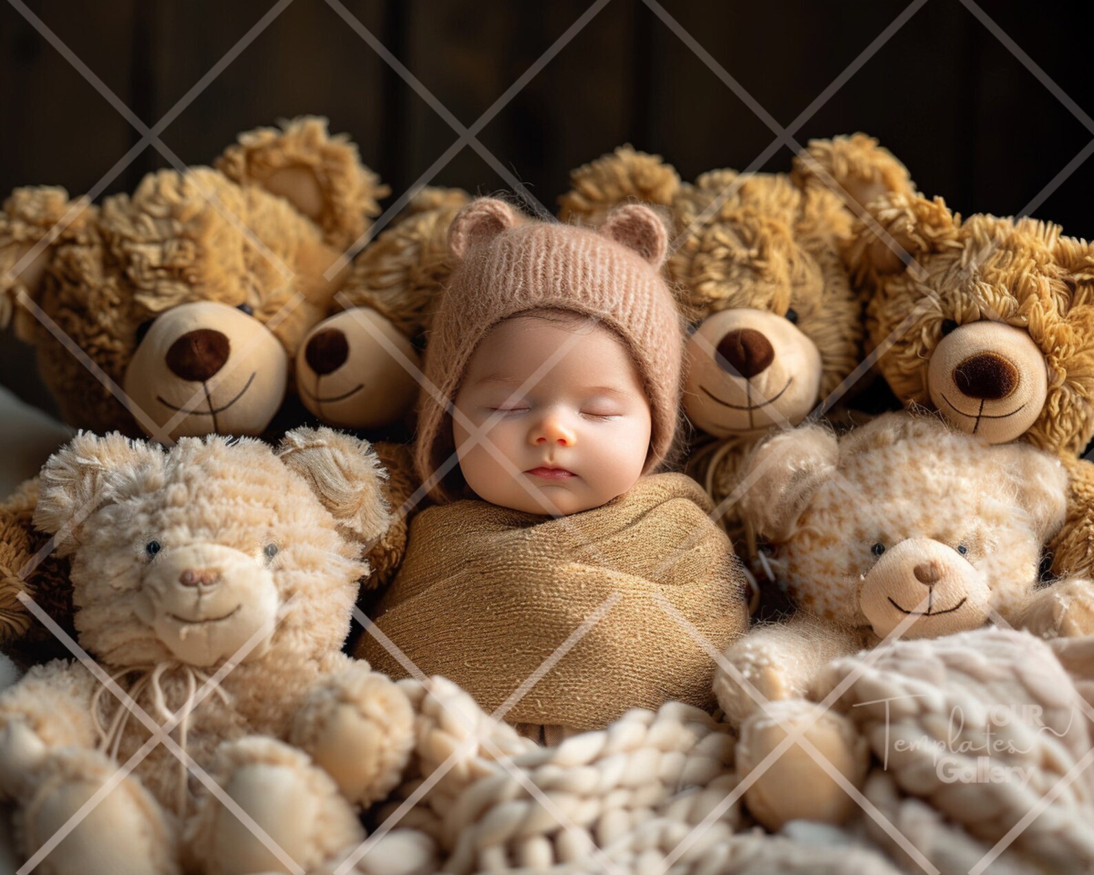Teddy Newborn Digital Backdrop, Photography Face Insert, Add Face ...