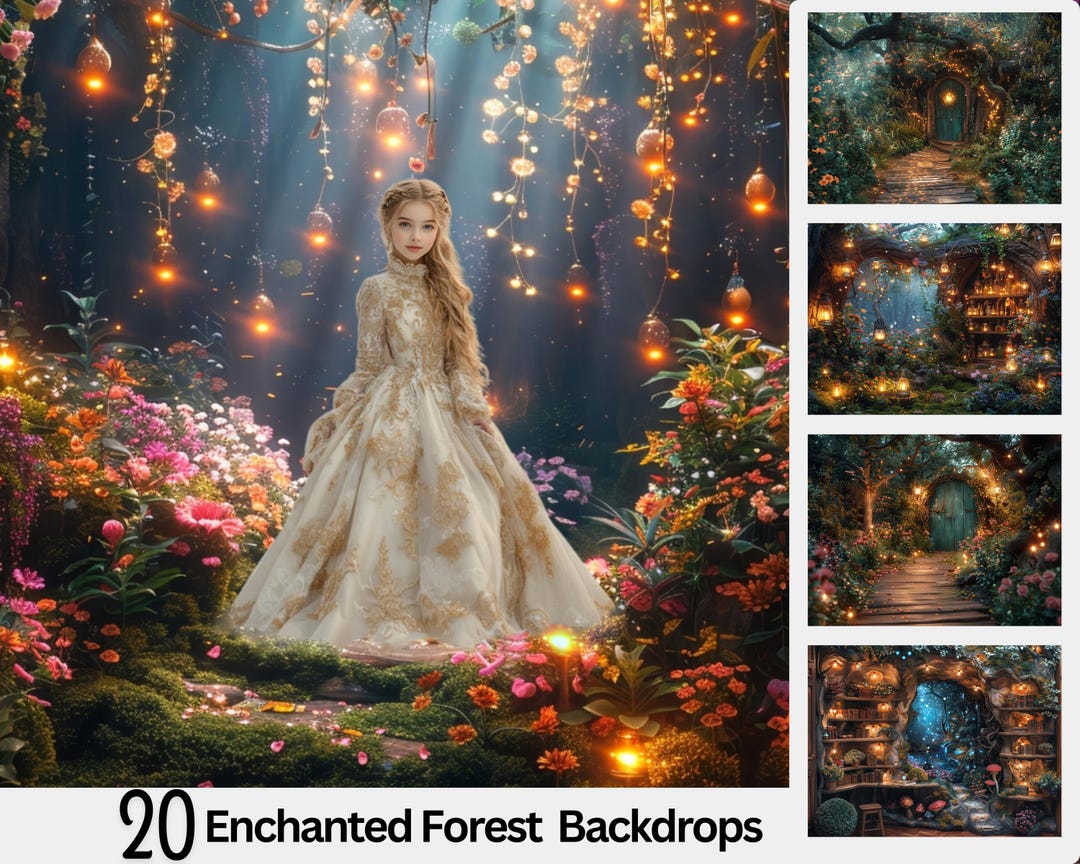 20 Enchanted Fairy Digital Backdrops, Magic Forest Digital Backgrounds ...