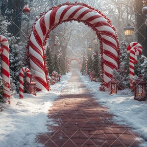 5 Candy Cane Arches Digital-backdrop, Peppermint Overlay Composite ...