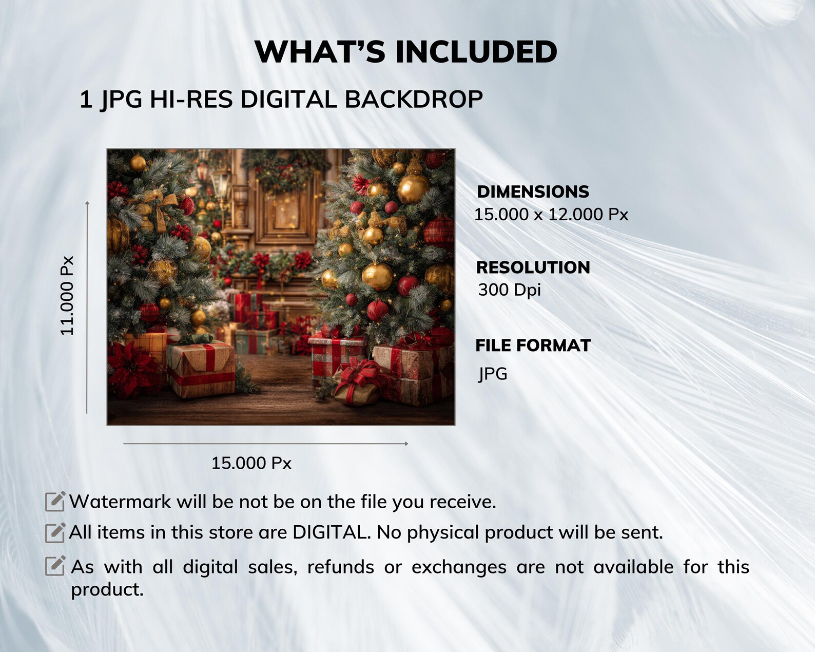 Christmas Tree Gift Backdrop, Holiday Photography Digital Background ...