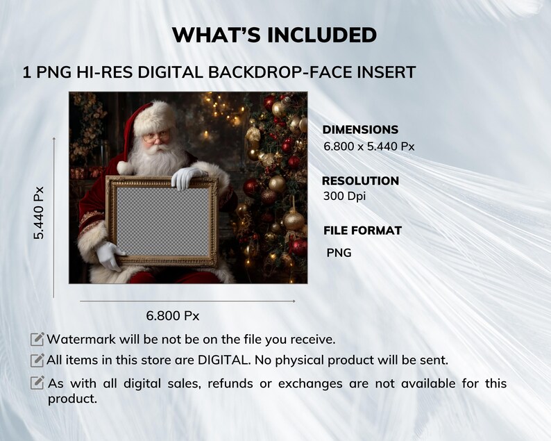 Santa Photo Frame Digital Backdrop, Santa Holding an 'insert-your-own ...