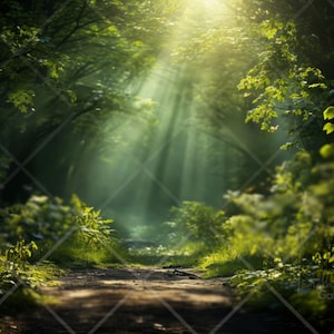 Digital Forest Backdrop Photoshop, Beautiful Green Summer Forest ...