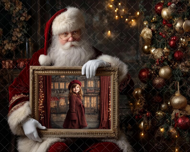 Santa Photo Frame Digital Backdrop, Santa Holding an 'insert-your-own ...