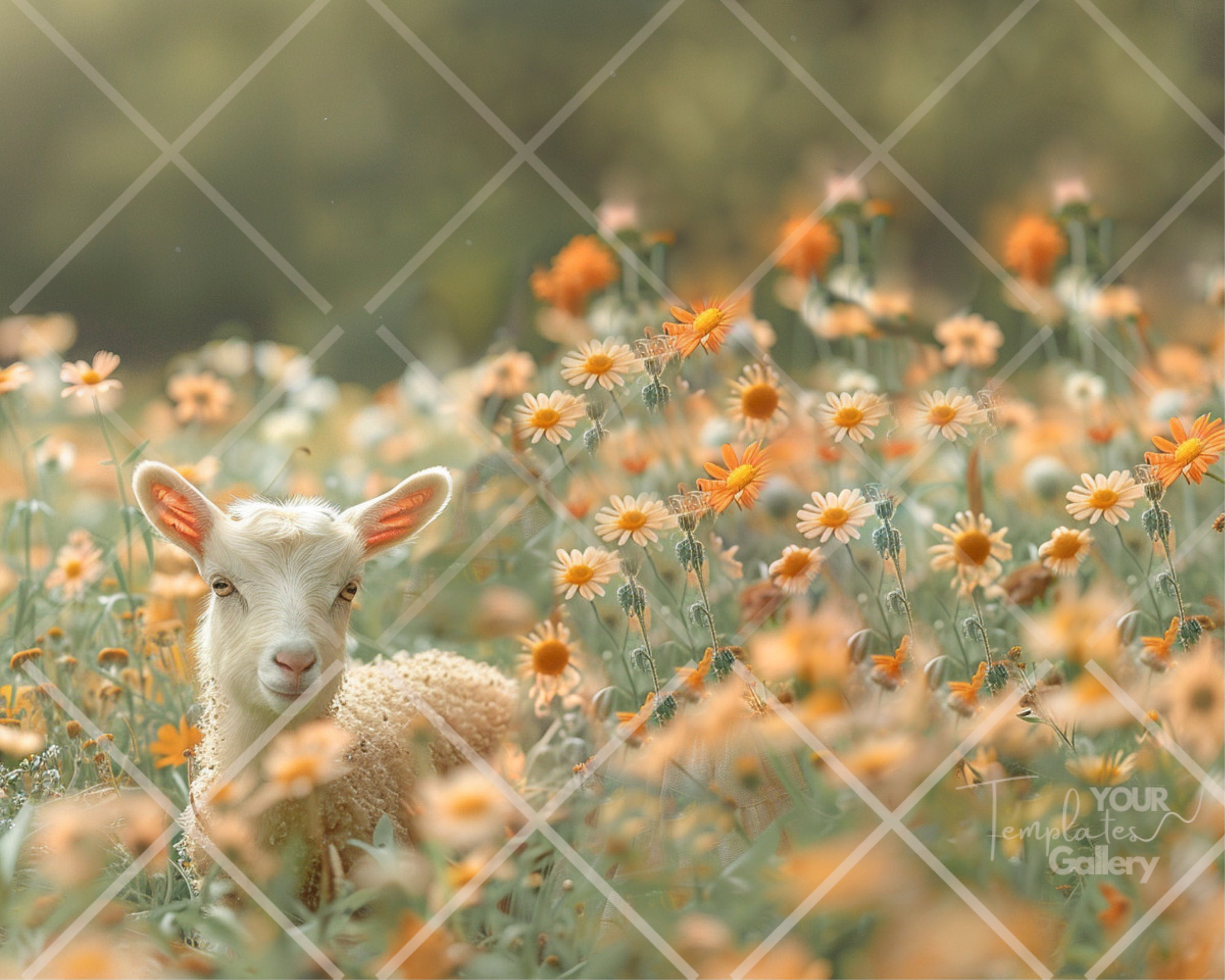 5 Digital Pastel Farm Animals, Easter Wildflowers, Nature Background ...