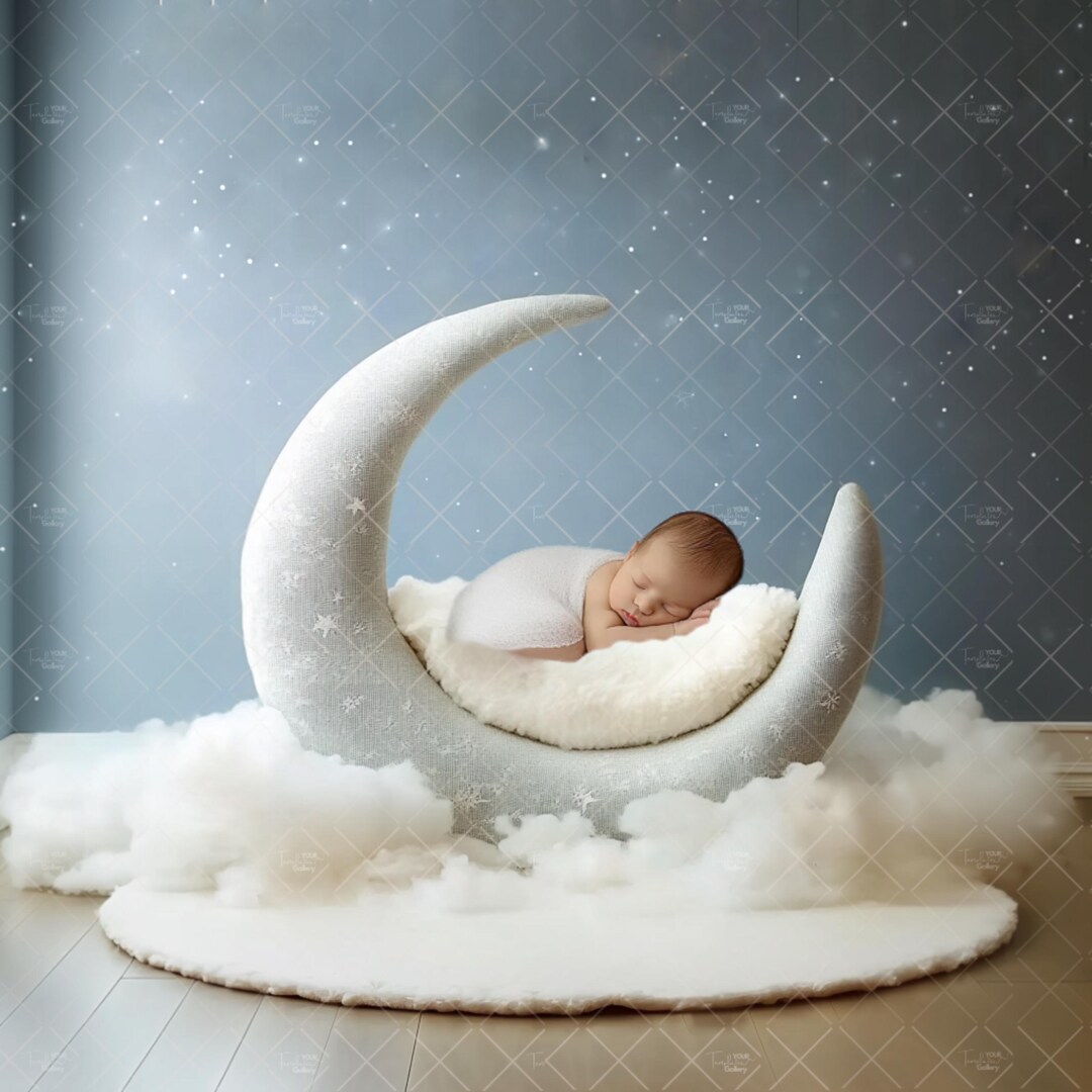 Moon Stars Newborn Digital Background, Newborn Backdrop for Boy ...