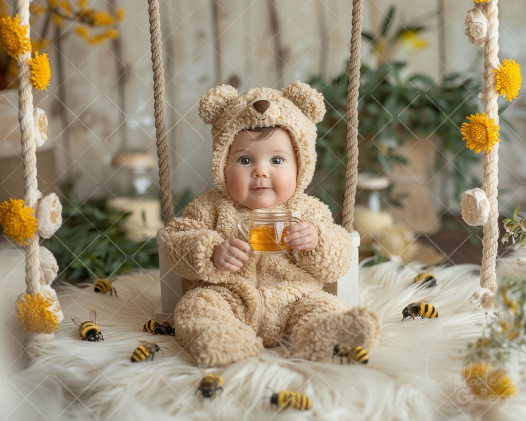 Teddy Newborn Digital Backdrop, Add Face Poppet Prop, Photography Face ...