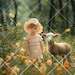 Spring Lamb Backdrop, Wildflower Field, Digital Background, Sheep ...