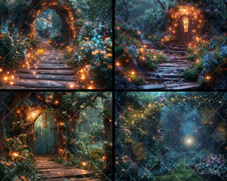 20 Enchanted Fairy Digital Backdrops, Magic Forest Digital Backgrounds ...