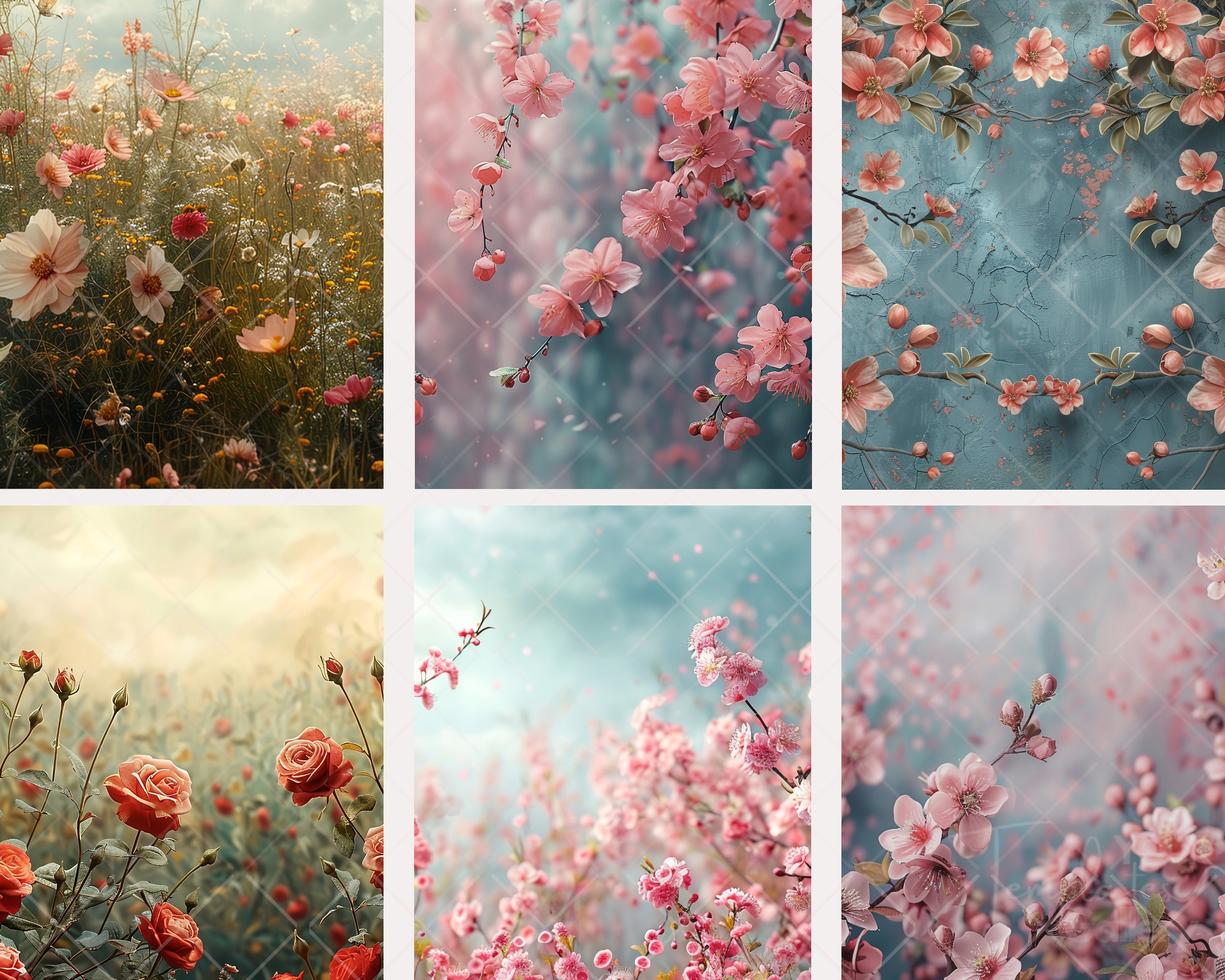 30 Floral Digital Backdrop, 13 Floral Overlays Maternity, Portrait ...