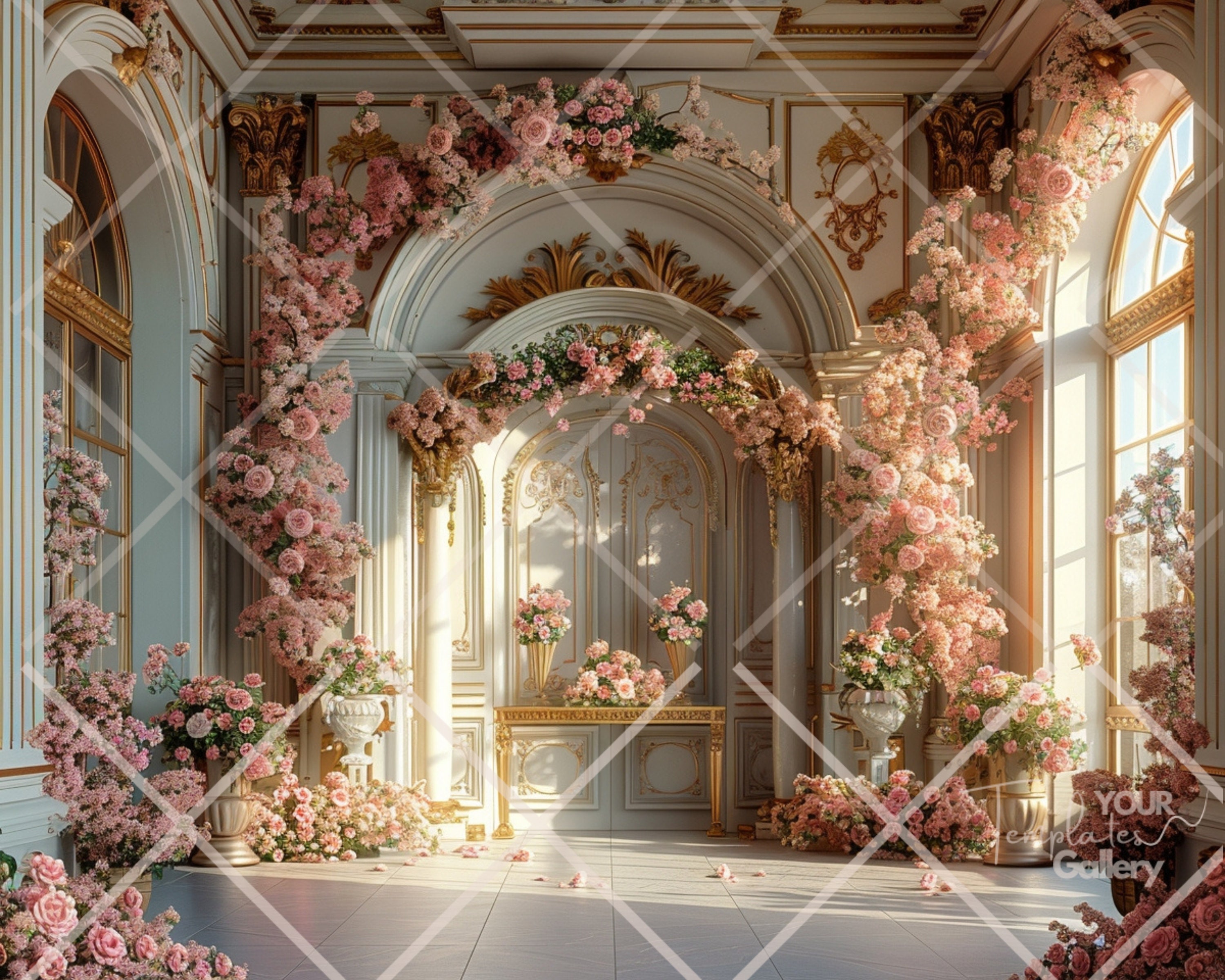 5 Pink Floral Storefront Background, Maternity Digital Backdrop ...