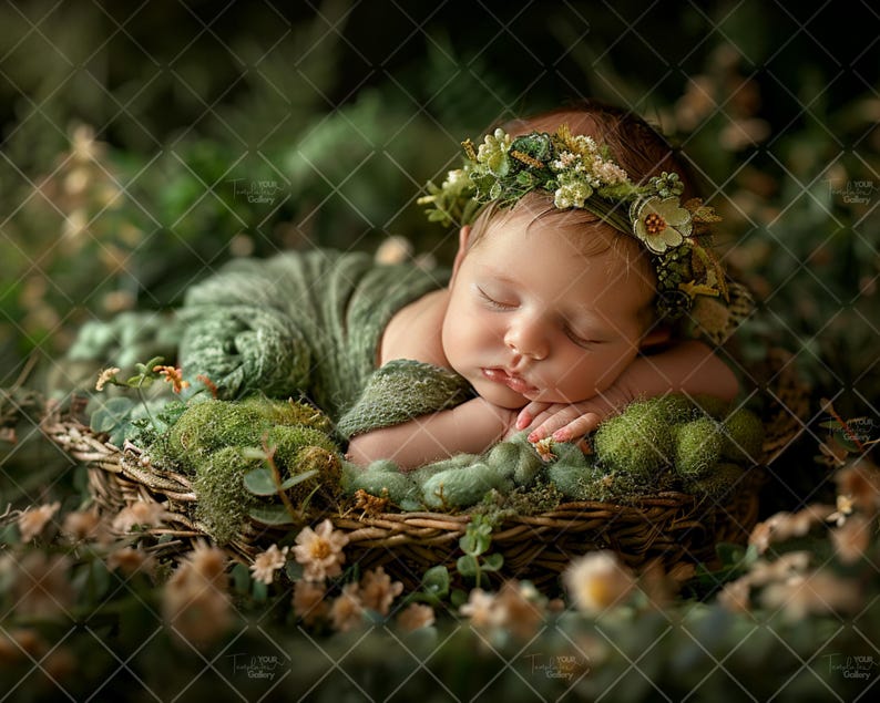 Forest Digital Background, Green Newborn Digital Backdrop, Photography ...