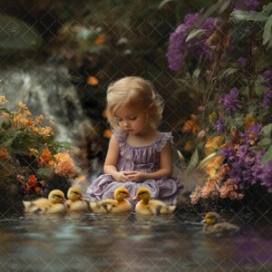 Spring Ducklings Digital Backdrop, Spring Digital Background, Outdoors ...