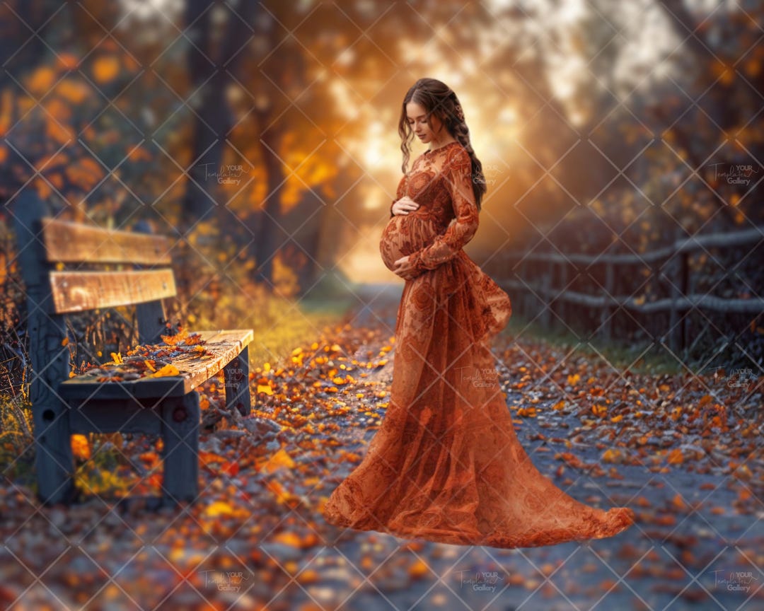 Autumn Maternity Digital Background, Fall Walk Digital Background, Fall ...