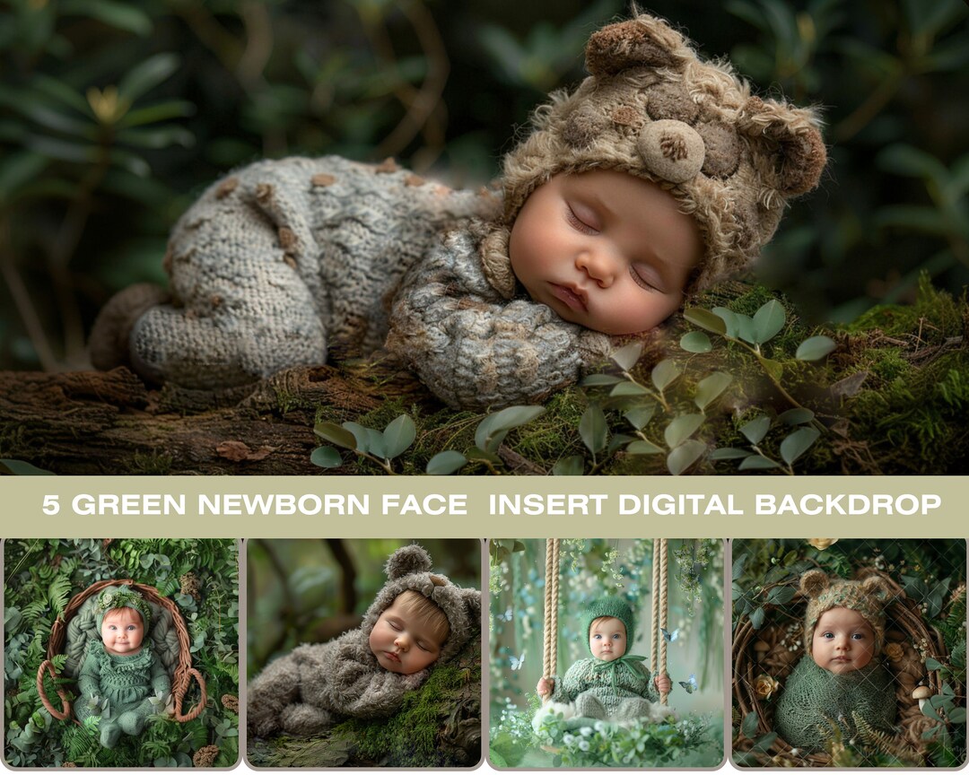 5 Face Insert Newborn Digital, PNG Newborn Photography, Add Baby Face ...