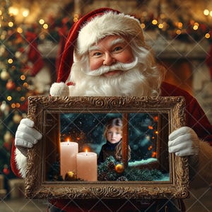 Santa Claus Holding Frame, Christmas Overlay Digital Backdrop, Santa ...