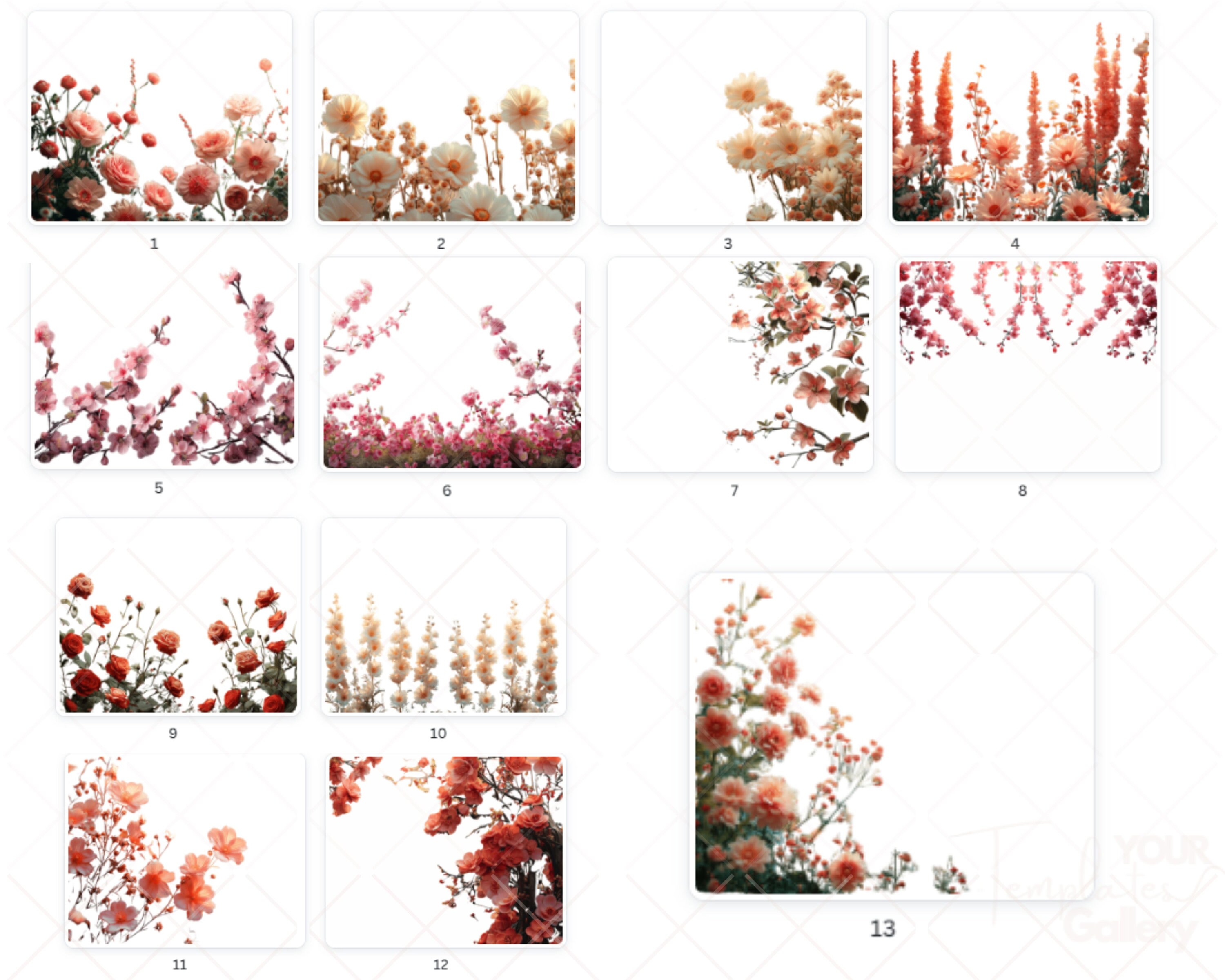 13 Flower Digital Overlays, Overlay Photoshop Composite, Spring Photo ...