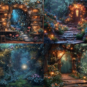 20 Enchanted Fairy Digital Backdrops, Magic Forest Digital Backgrounds ...