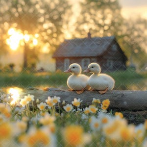 Spring Digital Backdrop Composite, Duck Pond With Flowers, Nature ...