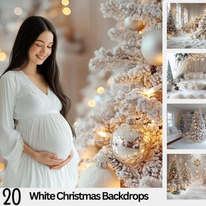 20 White Christmas Digital Backdrop, Maternity Studio Overlays ...