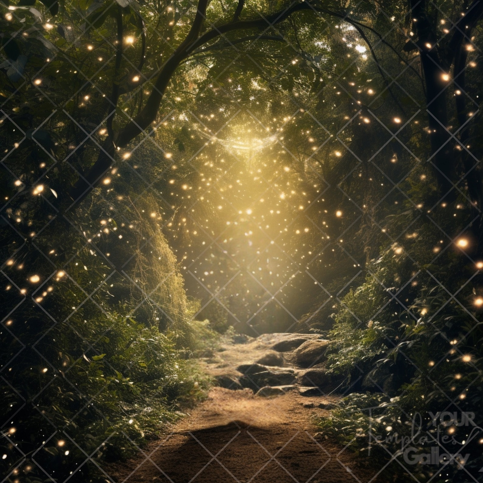 4 Beautiful Green Forest Path Digital Background, Summer Forest Digital ...