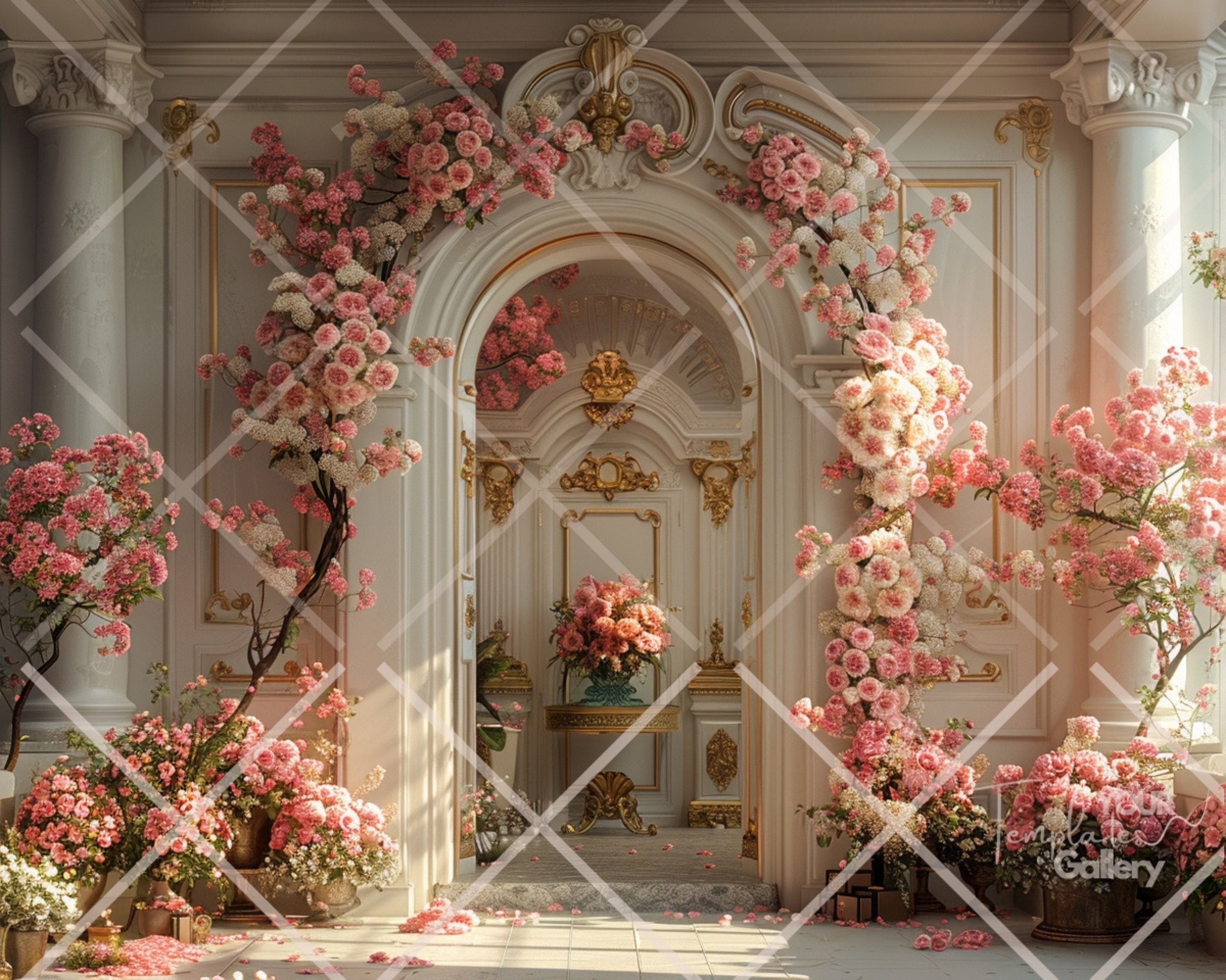 5 Pink Floral Storefront Background, Maternity Digital Backdrop ...